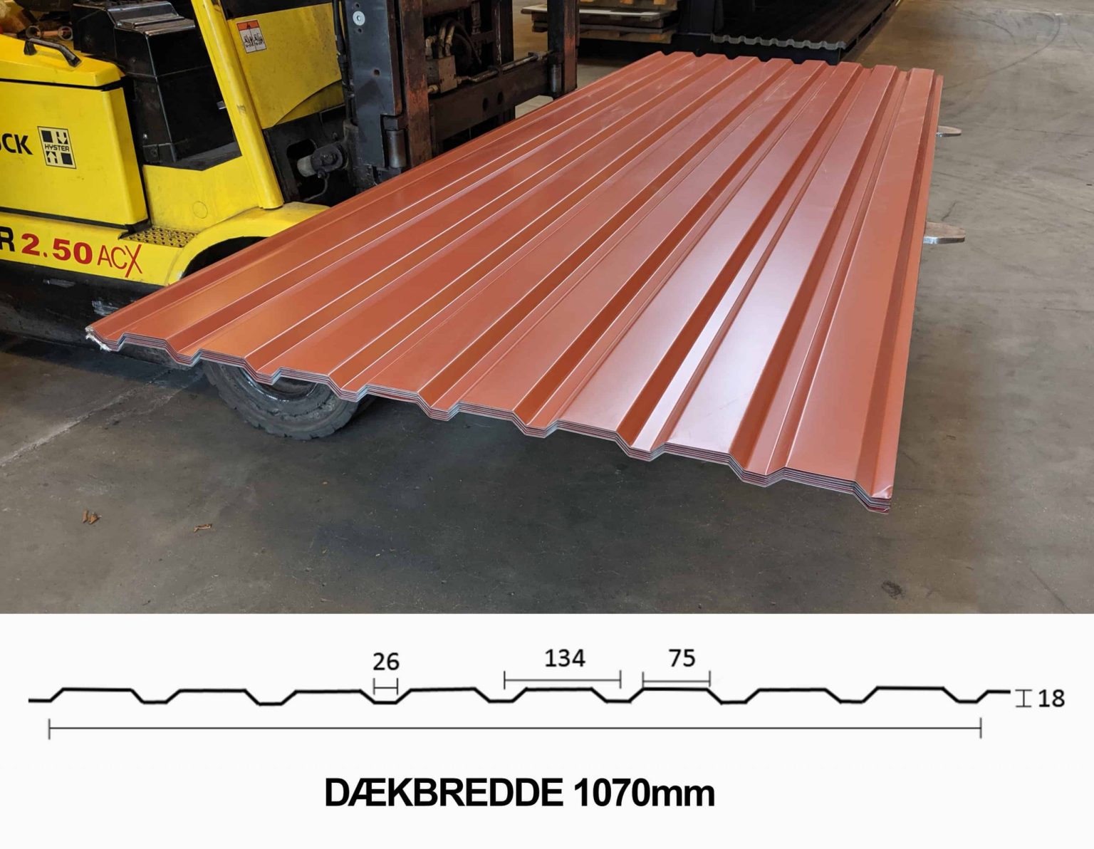 VP18 trapezplade Mørk rød Ral 3009, 0,50mm 15 stk. B 1,07 x L 3,24 ...